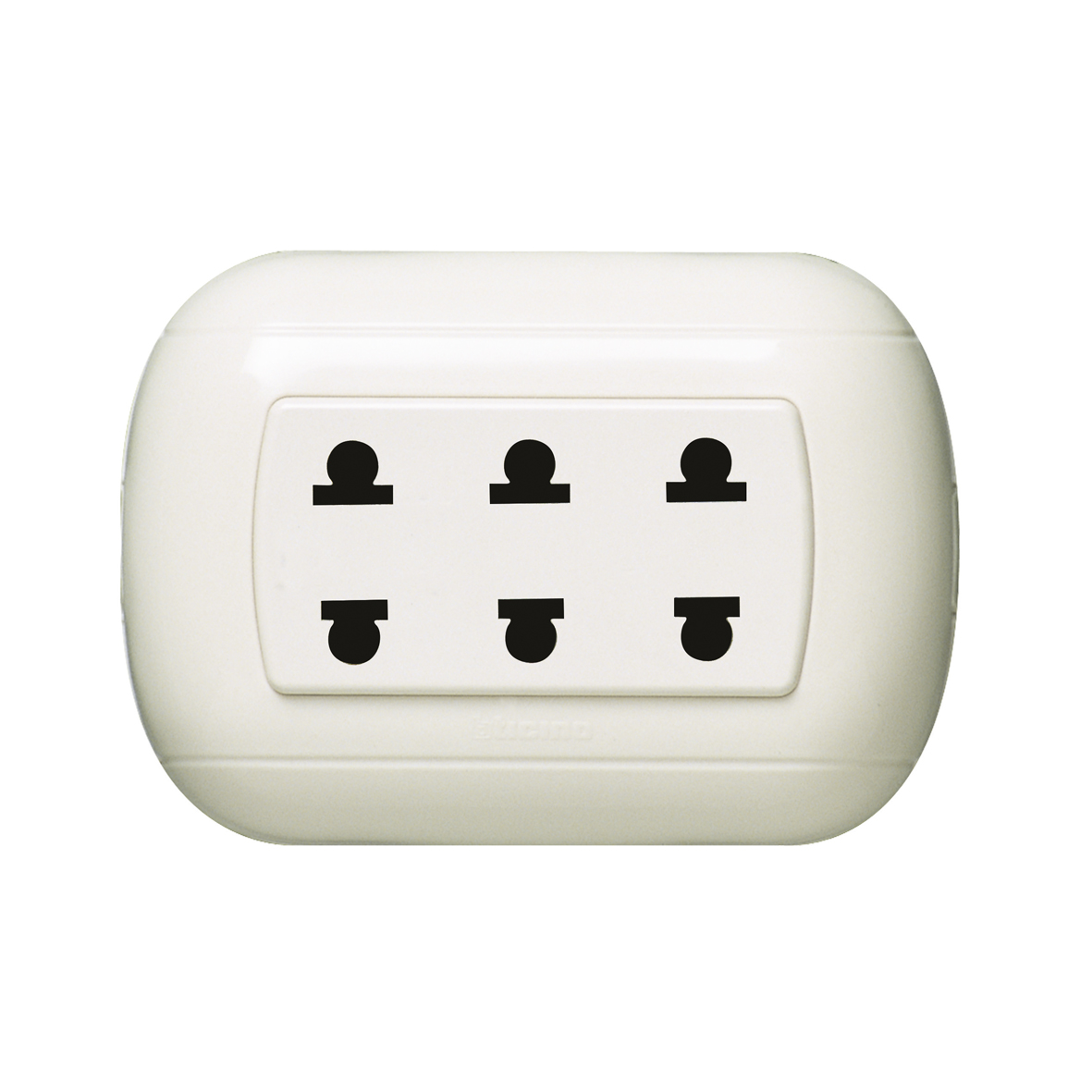 ELECCON | TOMACORRIENTE ADOS TRIPLEX UNIVERSAL MARFIL 2P 16A 250V OVAL P96